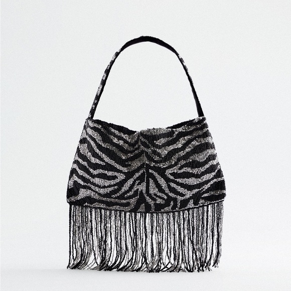 Zara | Bags | Zara Beaded Printed Zebra Shoulder Bag | Poshmark